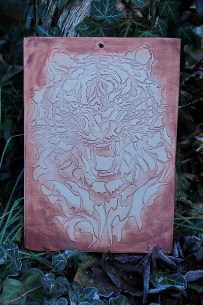 tygr, keramický obrázek