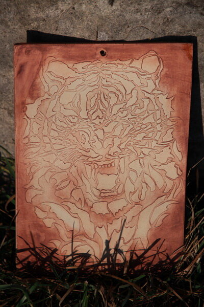 tygr, keramický obrázek